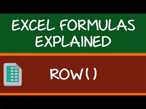 How To Use ROW Formula In Excel YouTube