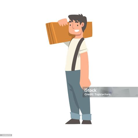 가정 수리 작업 벡터 일러스트에 종사하는 나무 판자 운반 숙련 된 사람으로 핸디 맨 또는 해결사 Diy에 대한 스톡 벡터 아트 및 기타 이미지 Istock