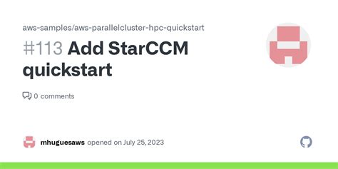 Add Starccm Quickstart · Issue 113 · Aws Samplesaws Parallelcluster Hpc Quickstart · Github