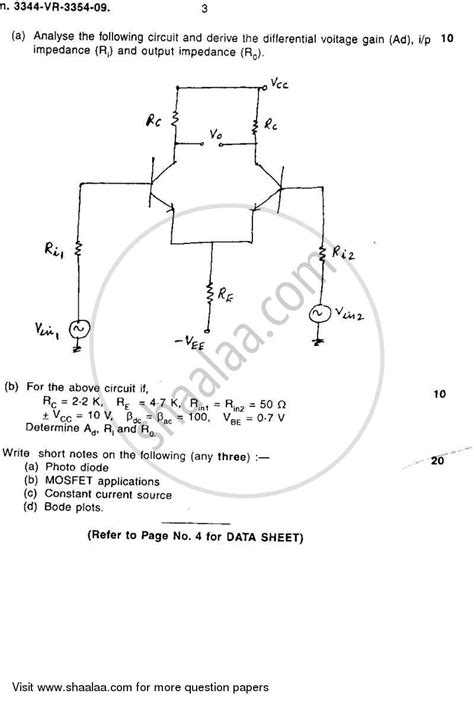 Electronic Circuit Analysis And Design 1 2008 2009 Be Biomedical Engineering Semester 3 Se
