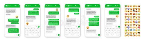 smartphone messaging app user interface design with emoji sms text