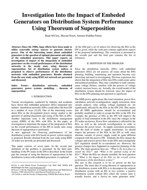 pdf investigation into the impact of embedded generators on