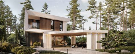 Современный фасад частного дома в светлых тонах в Москве Фасады домов Дом в стиле модерн