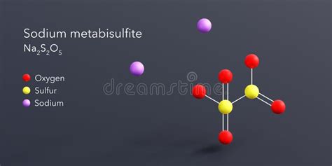 Sodium Metabisulfite Molecule 3d Rendering Flat Molecular Structure With Chemical Formula And
