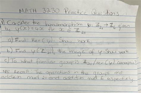 Solved Math 3230 Practice Questions In 11 Consider The