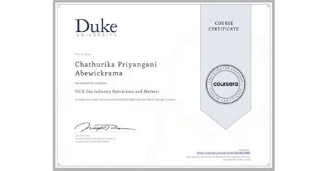 Completed Oil And Gas Industry Operation And Markets Course Chathurika Priyangani Posted On