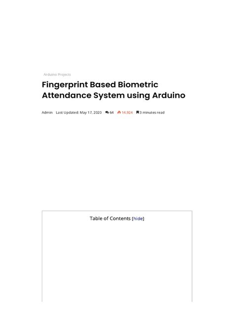 fingerprint based biometric attendance system using arduino pdf