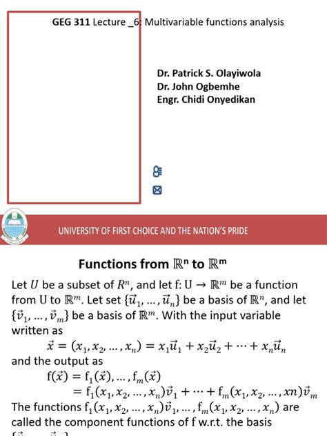 Geg 311 Multivariable Function Analysis Pdf Pdf Linear Map