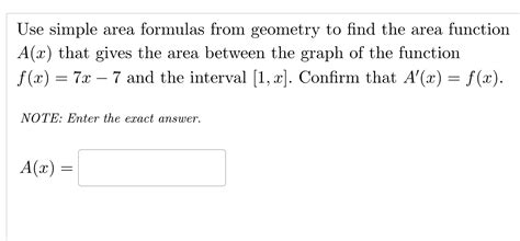 Solved Use Simple Area Formulas From Geometry To Find The Chegg Com
