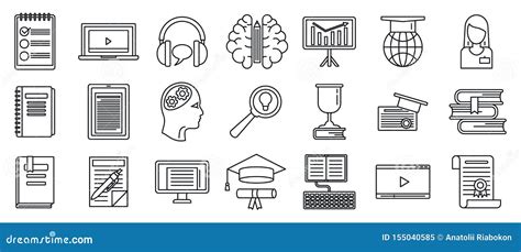 Staff Education Training Icons Set Outline Style Stock Vector