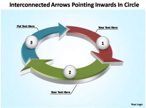 interconnected arrows pointing inwards in circle powerpoint templates