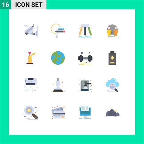 Group Of 16 Flat Colors Signs And Symbols For Love Duplicate Slider Identity Clone Editable Pack