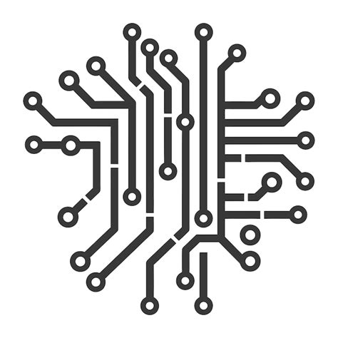 Circuit Board Minimalist Line Art Icon Logo Symbol Icon Black Color