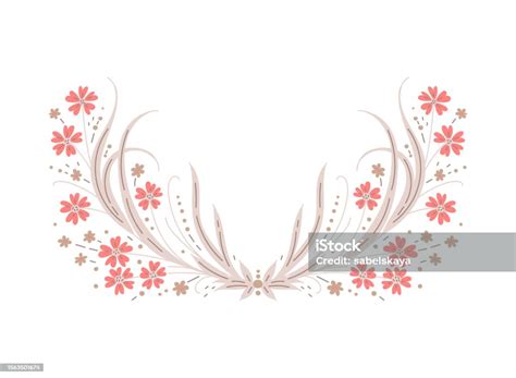 꽃과 꽃 식물 장식 벡터 일러스트레이션 트렌디한 손으로 그린 라인 웨딩 허브 나뭇잎 0명에 대한 스톡 벡터 아트 및 기타 이미지 0명 결혼식 고풍스런 Istock