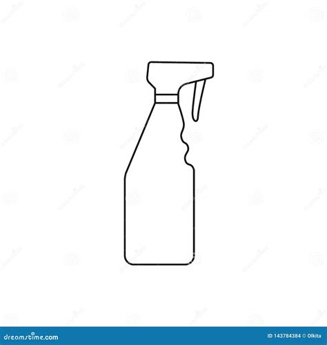 Black Isolated Outline Icon Of Plastic Spray Bottle On White Background Line Icon Of Plastic