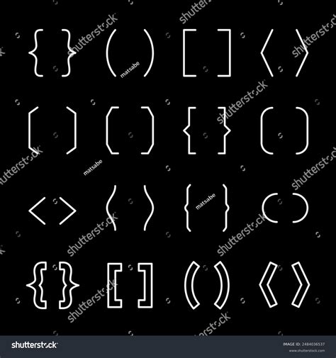Brackets White Line Icons Typography Symbols Stock Vector Royalty Free 2484036537 Shutterstock