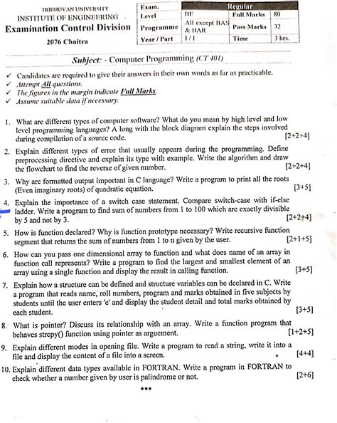 C Programming Old Question Bank Ioe Easy Explanation