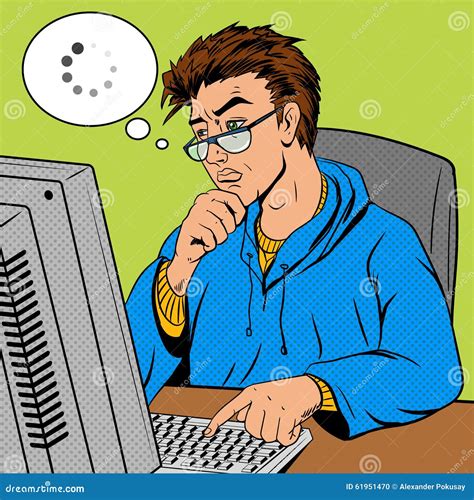 Coder Programmer At Work Comic Book Style Vector Stock Vector