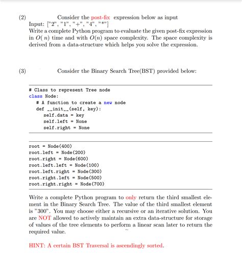2 consider the post fix expression below as input