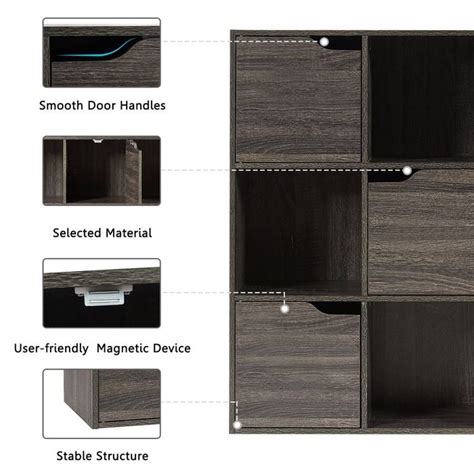 Costway 9 Cube Bookcase Storage Cabinet Display Shelf Grey Bunnings
