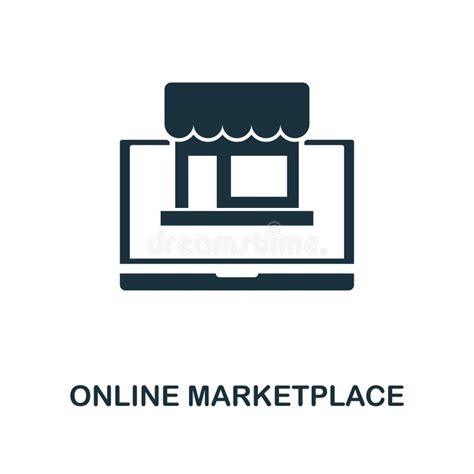 Online Marketplace Icon Monochrome Style Design From E Commerce Icon Collection Ui Pixel