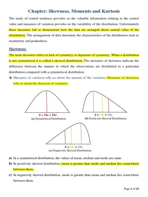 Skewness Moments And Kurtosis Pdf Skewness Mode Statistics