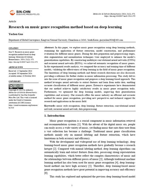 Research On Music Genre Recognition Method Based O Pdf Deep Learning Artificial Neural Network
