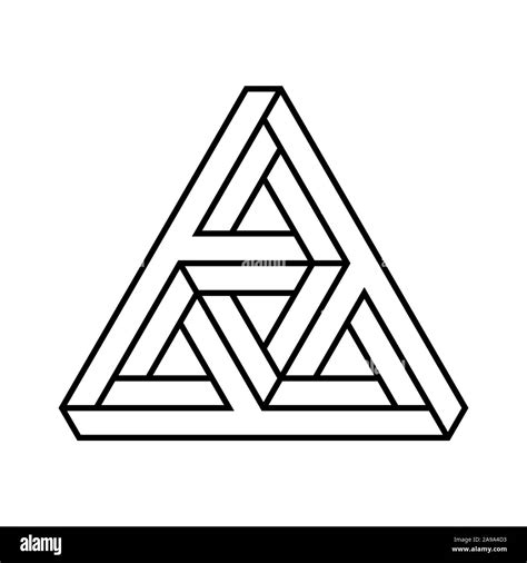 Impossible Triangle Shape Optical Illusion Paradox Outline Of Endless Geometric Triangular