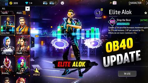Ob40 Update New Character Elite Alok In Ob40 Update Elite Alok