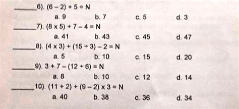 Perform The Following Experession Using Pmdas Or Gmdas Rule And Write The Letter Of The Correct