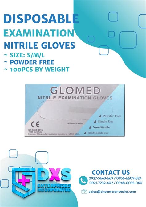 Glomed Nitrile Examination Gloves Health And Nutrition Braces Support