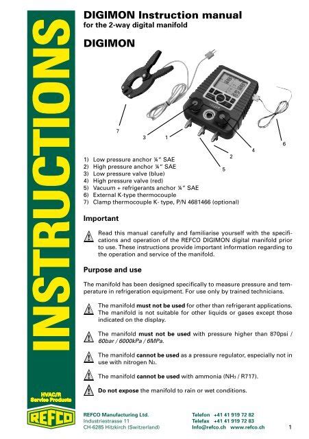 Digimon Instruction Manual Digimon Refco Manufacturing Ltd