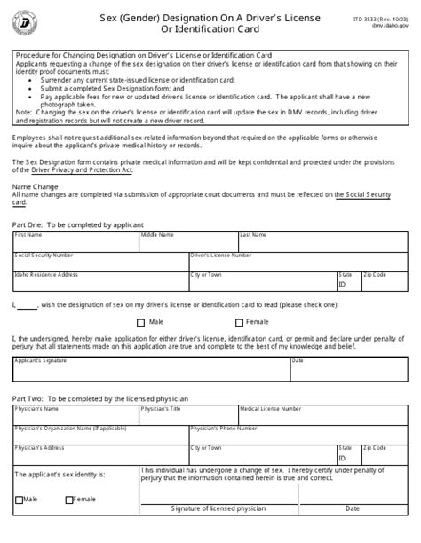 Form Itd3533 Download Fillable Pdf Or Fill Online Sex Gender Designation On A Drivers License Form Itd3533 Download Fillable Pdf Or Fill Online Sex Gender Designation On A Drivers License