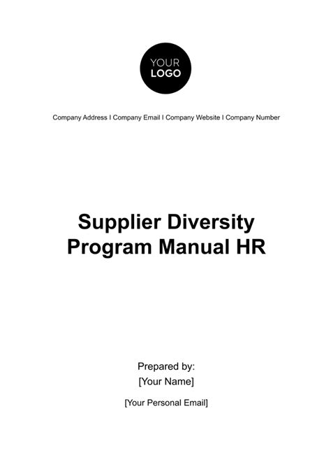 Supplier Diversity Plan Template Pl