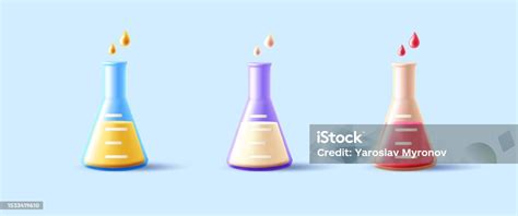 유색 액체 3d 렌더링 아이콘 독 또는 약이 있는 유리 삼각형 비커의 실험실 장비 세트 3차원 형태에 대한 스톡 벡터 아트 및 기타 이미지 3차원 형태 건강관리와 의술