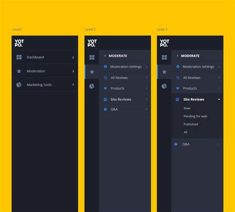 Multi Level Side Menu Design