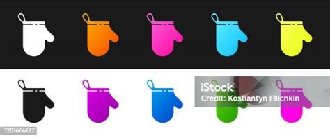 흑백 배경에 격리된 오븐 장갑 아이콘을 설정합니다 주방 냄비 표시자 기호 요리 장갑 벡터 일러스트레이션 검은색에 대한 스톡 벡터 아트 및 기타 이미지 Istock