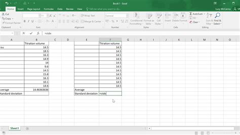 Average And Standard Deviation Excel Demo YouTube