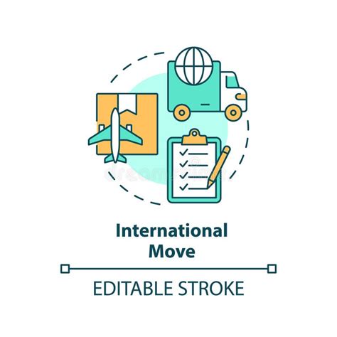 2d Simple Thin Linear Colorful International Move Icon Stock Vector