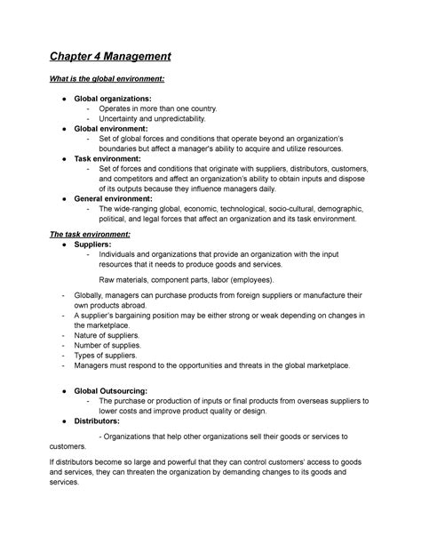 Chapter 4 Management What Is The Global Environment The Task