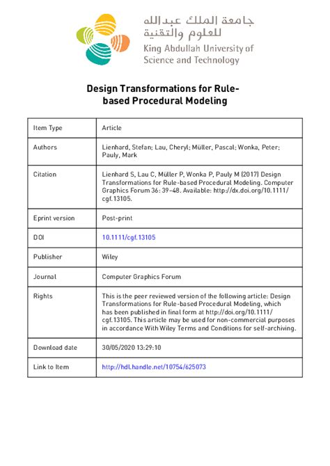 pdf design transformations for rule based procedural modeling