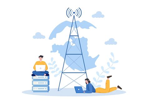 Isp Or Internet Service Provider Cartoon Illustration With Keywords And Icons For Intranet