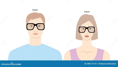 Angular Frame Glasses On Women And Men Flat Character Fashion Accessory