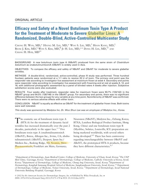 Efficacy And Safety Of Botulinum Toxin Type A A Product For The