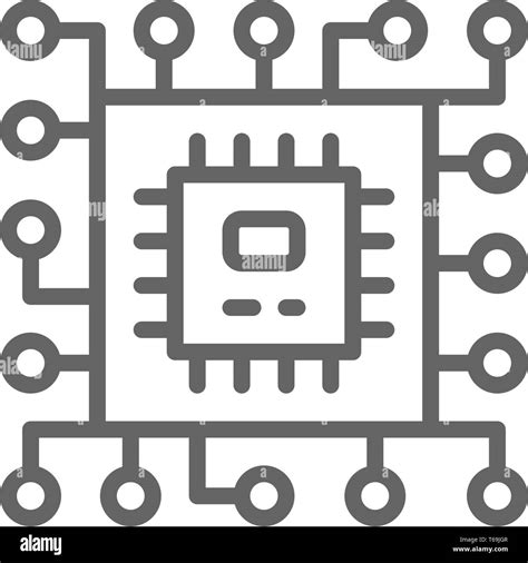 Vector Cpu Microprocessor Computer Chip Line Icon Stock Vector Image