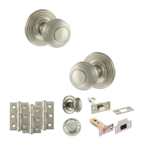 Old English Ripon Door Knob Pack Bathroom Set 4 Deadbolt 3 Fire