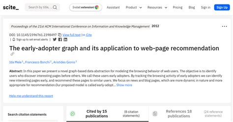 The Early Adopter Graph And Its Application To Web Page Recommendation