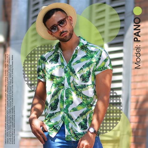 پیراهن آستین کوتاه مردانه طرح هاوایی جنس خوب طرح جدید سفید و سبز تیپکا