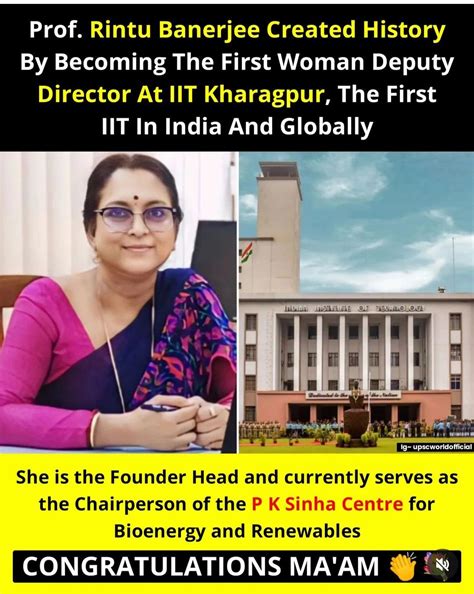 Professor Rintu Banerjee Has Been Appointed As The Deputy Director Of The Indian Institut Of