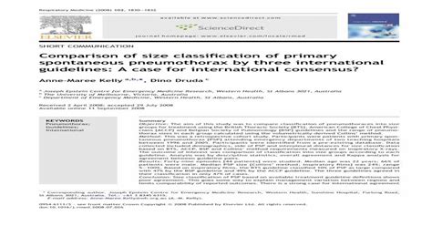 Comparison Of Size Classification Of Primary Spontaneous Pneumothorax